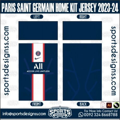 PARIS SAINT GERMAIN HOME KIT JERSEY 2023-24 - Sports Designss